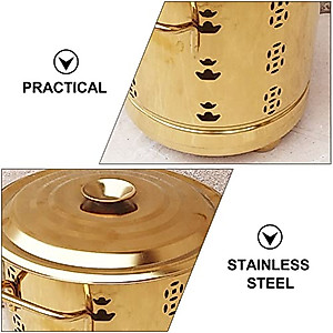 DOITOOL Composter Burn Stainless Steel Incinerator Burn : Garden Incinerator Can Fire Pit with Hanging Hook Burning Tongs Worship Burning Pail Golden Debris Burn Incinerator Bin Compost Tumbler