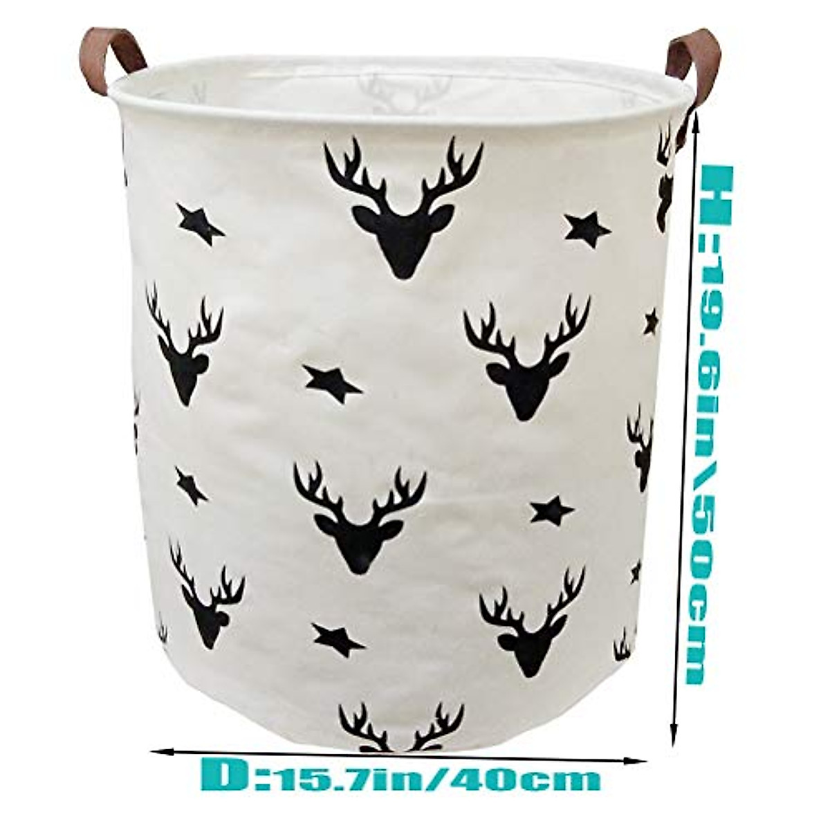 BOOHIT Cotton Fabric Storage Bin,Collapsible Laundry Basket-Waterproof Large Storage Baskets,Toy Organizer,Home Decor (Deer Head)