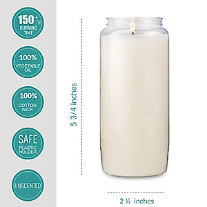 Tribello 6 Day Candles, 6 Pack | 6” White Pillar Candles for Memorial, Religious Ceremony, Party Decor, Emergency Survival | Unscented Slow Burning 100% Vegetable Wax in Plastic Jar Container