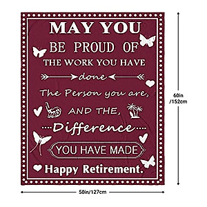 Retirement Gifts for Women Blanket,Happy Retired Blanket for Men Women 60"x 50",Boss Coworkers Friend Unique Retirement Farewell Gifts for Parents Grandparents Retirement Creative Blanket