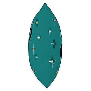 Isabella Machell MCM Retro Atomic Mid Century Modern Space Cat Turquoise Throw Pillow, 16x16, Multicolor