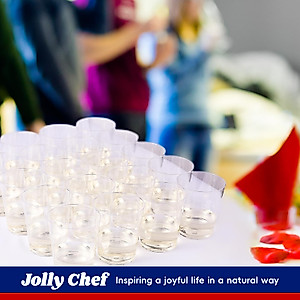 JOLLY CHEF 10 oz Clear Disposable Plastic Cups 50 Pack, Clear Plastic Cups Tumblers, Heavy duty Party Glasses, Disposable Cups for Wedding, Thanksgiving,Halloween,Christmas Party