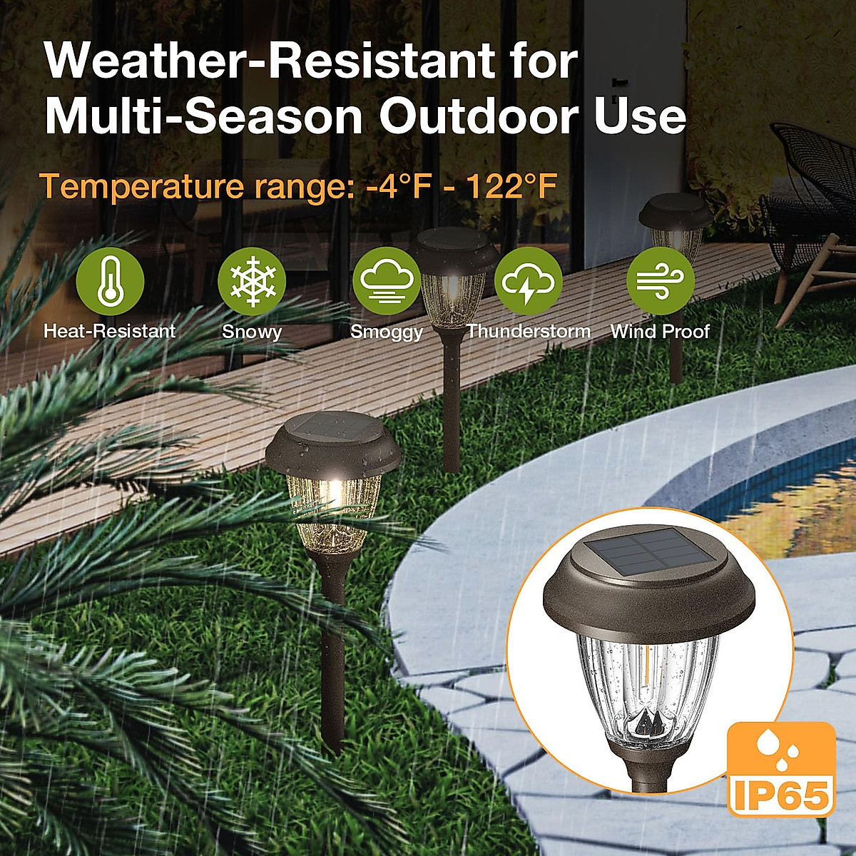 XMCOSY+ Solar Lights Outdoor 10/25 LM LED with 2 Lighting Modes, Solar Garden Lights Glass and Metal, IP65 Waterproof Solar Powered for Yard Pathway Walkway Driveway Patio (6 Pack, Warm White)