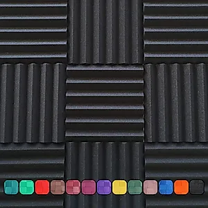 Professional Acoustic Foam Panels - Wedge Style 12x12x2” Tiles - 4 Pack - Studio Foam for Sound Dampening - Soundproofing Foam for Walls and Ceilings (Charcoal Color)