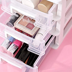 Plastic Storage Bins Plastic Storage Drawers, Clear Desktop Drawer Storage Cabinet Storage Case Storage Box Multilayer Sundries Holder for Home Office Mini Fridge
