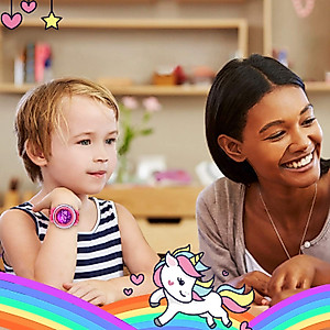 VAPCUFF Unicorn Watch for Girls Age 3-10 - Birthday Gift for Toddler and Kids, Red