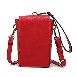 MKF Collection Crossbody Cellphone Purse for Women – PU Leather Wallet Handbag, Wristlet Strap Clutch Bag Card Slots Black