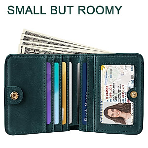 Simikol Womens Small RFID Blocking Wallet Compact Bifold Pocket Cute Credit Card Holder Leather Coin Slot Ladies Mini Purse with ID Window, Mandala Nebula
