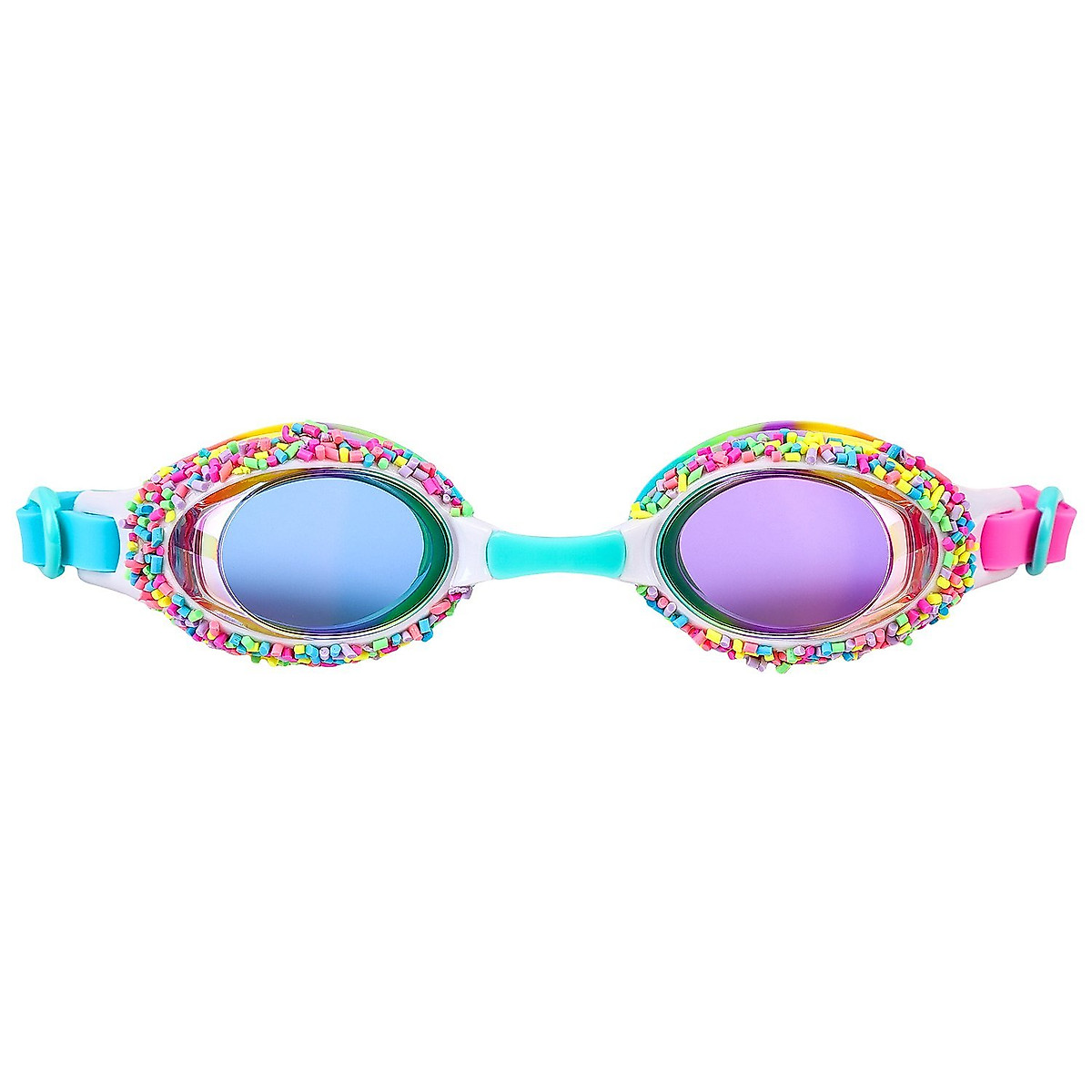 Bling 2O Girls' Rainbow Cake Kids Swimming Goggles (Ages 3+ up) - UV Protection, Latex-Free, 100% Silicone Material - Includes Anti-Fog & Adjustable Nose Piece