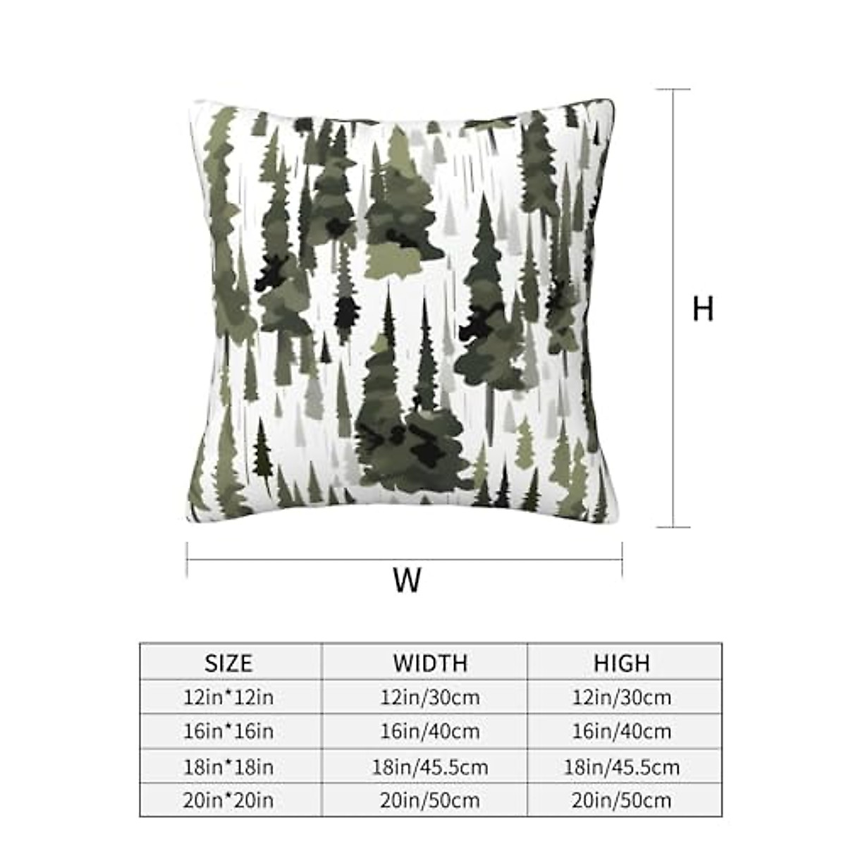 White Trees Camo Pattern Decorative Pillow Cover - Soft and Versatile Cushion Case for Home Décor and Car Seats