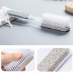 4 in 1 Foot File Pumice Stone Nail Brush Handheld Remover Pedicure Tool Reducer for Exfoliation