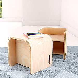 ECR4Kids Bentwood Cube Activity, Weaning Table and Seat Set, Adaptable 3-in-1 Toddler Multipurpose Kids Wood Furniture-Natural Chair