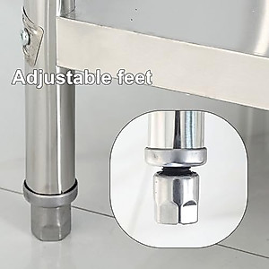 Stainless Steel Work Table Kitchen Stovetop Casework Organizer Storage Rack Commercial Prep Table Large Storage Three Tier Metal Table with Solid Construction(60x40x80cm)