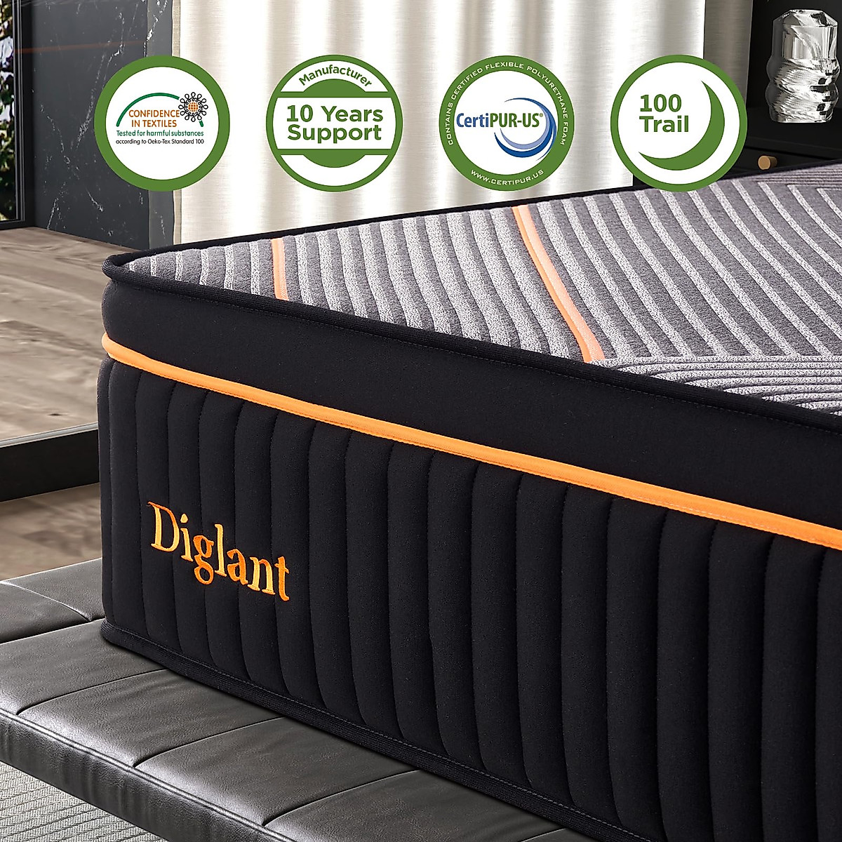 DIGLANT King Mattress, 14 Inch Plush Memory Foam Hybrid Mattress with Individually Pocket Coils for Pressure Relief,Balanced Support, King Size Mattress in Box, Motion Isolation