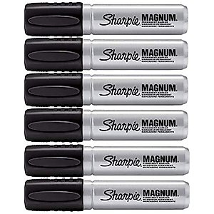 Sharpie Magnum Permanent Marker, Black, 6 PACK