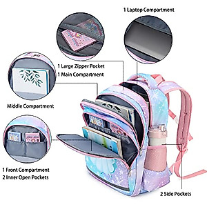 YCBB Kids Backpacks for Girls Princess School Backpack Set with Lunch Tote Bag Lightweight Preschool Kindergarten Elementary School Backpacks