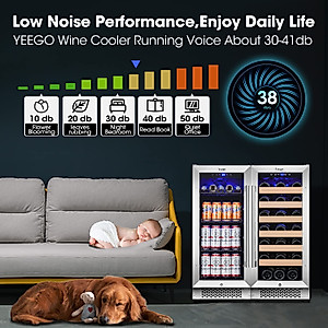 Yeego 30 inch Wine and Beverage Refrigerator&Wine and Beer Fridge,Two 15" Wine Beverage Coolers Under Counter Freestanding Wine Beer Fridge, Hold 33 Bottles and 80 Cans (Two Pack)