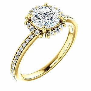 SISGEM 10K 14K 18K Solid Gold Engagement Rings for Women,Set 1.19/2.19 carat(cttw) Round Cut Moissanite Rings Wedding Engagement Anniversary Promise Bridal Bands with Engraved Name (18K-Gold)