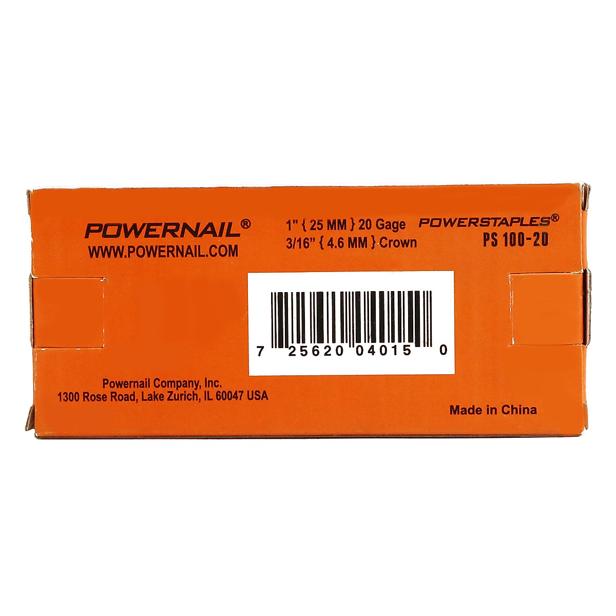 Powernail PS10020 20-Gauge 3/16-Inch Crown 1-Inch Length Chisel Point Collated Galvanized Staples (Box of 2500)