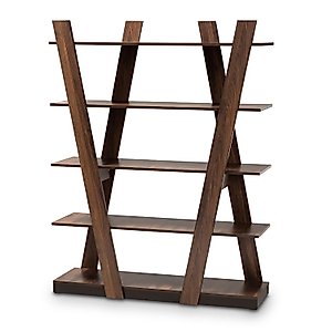 Baxton Studio Michio 5-Shelf 61-inch H Display Shelf, Walnut (168-10767-HiT)