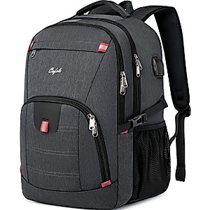 CAFELE Backpack,Waterproof Large 17in Laptop Backpack for Trip School Work Bookbag Computer Rucksack with USB Charging Port,Water Resistant Sturdy Backpack for Men Women,Grey