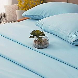 SONORO KATE Bed Sheet Set Super Soft Microfiber 1800 Thread Count Luxury Egyptian Sheets 16-Inch Deep Pocket，Wrinkle -3 Piece (Spa Blue, Twin XL)