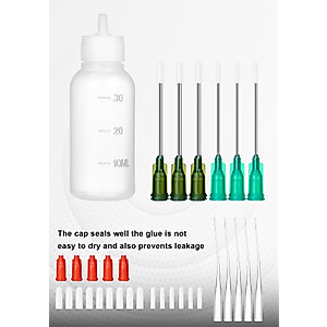 JIBENGAO 2 sizes needle tip squeeze bottle, precision tip applicator bottle with Blunt Needle Tip 14ga 18ga 20ga 25ga, Craft glue bottles for Craft Art Project,Paint Quilling Craft (30, 50 ML)