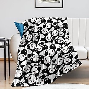 BBKD Panda Fleece Throw Blanket for Bed 40" x 30", Panda Lightweight Super Soft Plush Flannel Throw Blanket for Women, Men and Kids