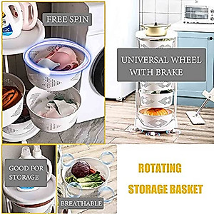 Multi-Layer Kitchen Storage Rack, Detachable Breathable Rotating Fruit Vegetable Organizer, with Lockable Casters, for Kitchen Bedroom, Bathroom,3 Tier