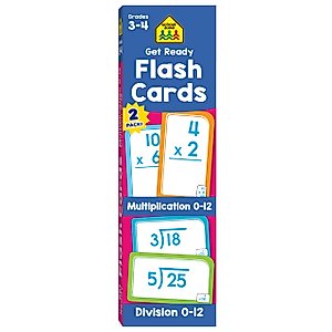 School Zone - Get Ready Flash Cards Multiplication & Division 2 Pack - Ages 8 to 9, 3rd Grade, 4th Grade, Multiplication 0-12, Division 0-12, Elementary Math, and More