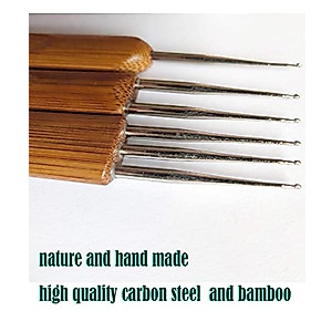 JOSDIOX Dreadlocks Crochet Hooks Tool Set,Crochet Needles for Hair Dreadlock Locks 0.75 mm Crochet Needle Steel with Bamboo Handle Good for Braid Craft (0.75 mm 1 Hook, 2 Hooks, 3 Hooks)