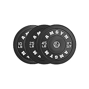 AMGYM LB Bumper Plates Olympic Weight Plates, Bumper Weight Plates, Steel Insert, Strength Training(160LB Set)