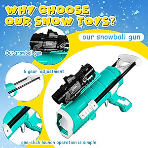 Halloscume 2 Snow Ball Guns with 2 Duck/1 Round/1 Square Shaped Snowball Clip, 1 Snow Shovel, 1 Triangle Snow Spade, 1 Spatula, 1 Carry Bag Snow Toys Snowball Maker Tool for Winter, 10 Pcs