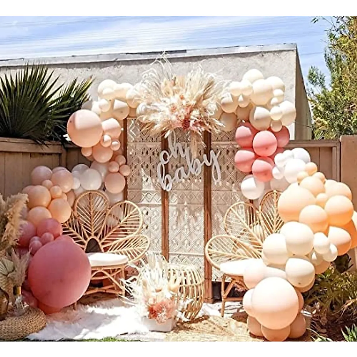 125PCS Dusty Rose Pink Nude Mauve Neutral Brown Ivory White Boho Balloons Balloon Garland Kit, Baby Shower Balloons Girls, Boho Teddy Bear Neutral Birthday Wedding Baby Shower Party Decorations for Girl