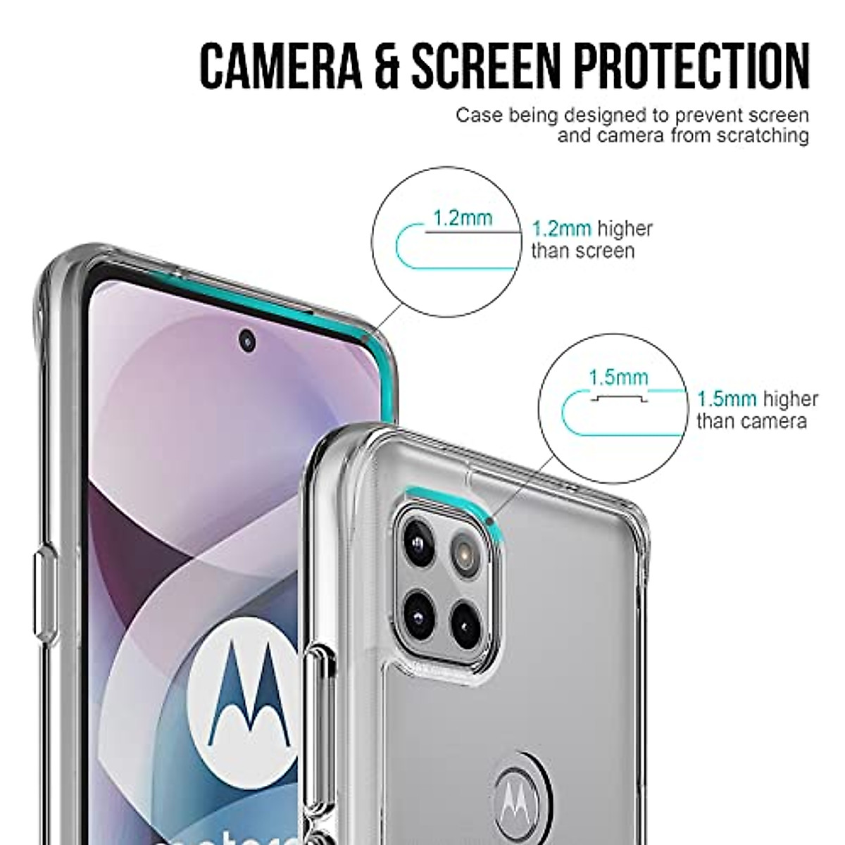 Guarishel Crystal Clear Case for Motorola One 5G Ace Phone Case, [Not-Yellowing] [Military Drop Protection] Upgraded Shockproof Protective Phone Case for Moto One 5G Ace 6.5 inch - Slim Fit