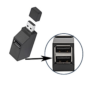 Faoyliye USB 2.0 Splitter,[2 Pack ] 3-Port USB 2.0 Hub High Speed Splitter, USB Splitter Adapter Portable for PC, Laptop -White Black