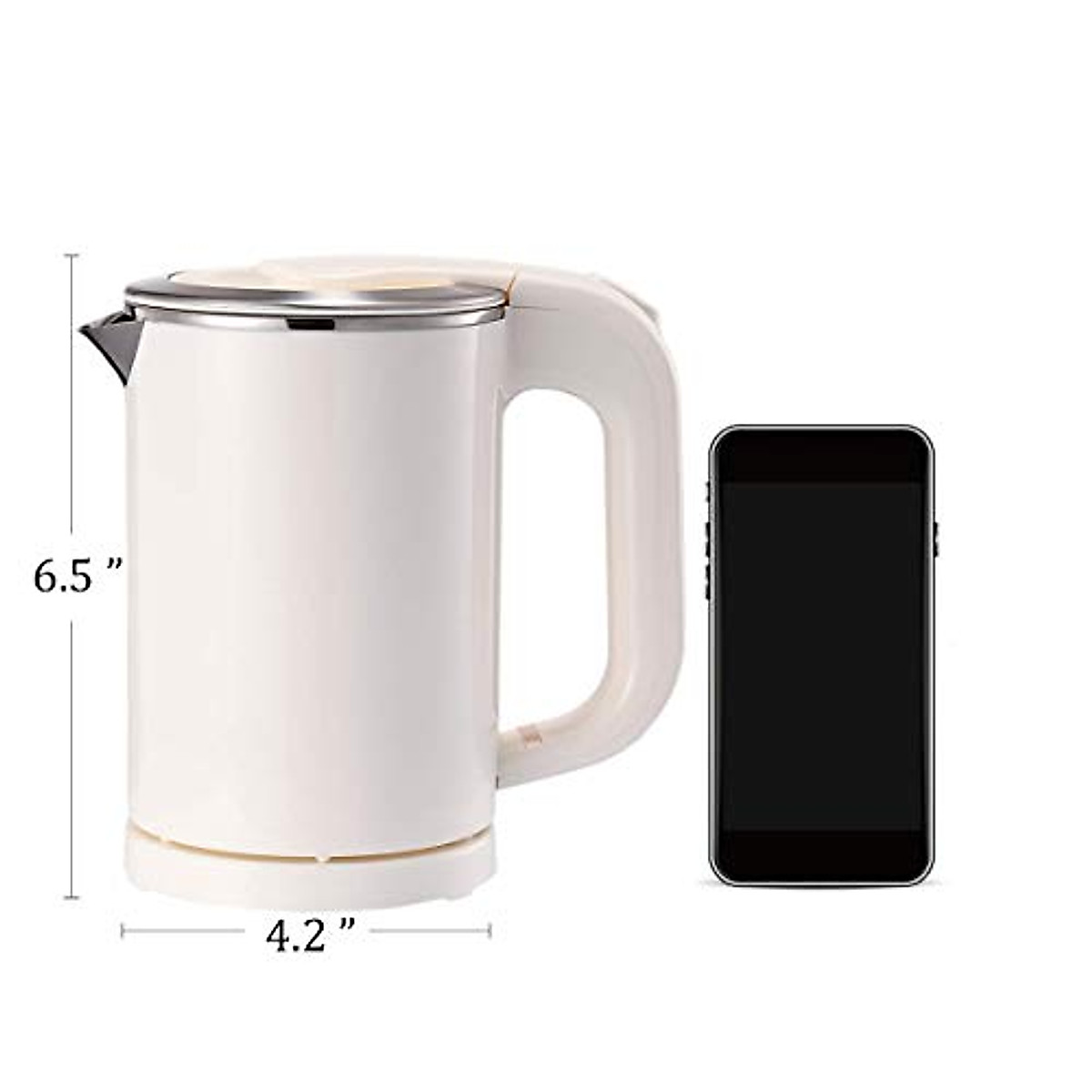 EAMATE 0.5L Portable Travel Electric Kettle Suitable For Traveling Cooking, Boiling (White)