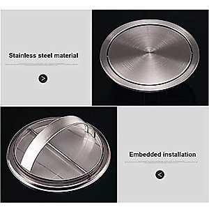 Built-in Countertop Kitchen Trash Cans Trash Bin Waste Chute - Stainless Steel Balance Swing Flap Lid - Round Recessed Garbage Can,Silver