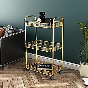 BHVXW Cart Rack Living Room Storage Rack Bathroom Kitchen Floor Rack with Wheels (Color : E, Size : 76cm*40cm)