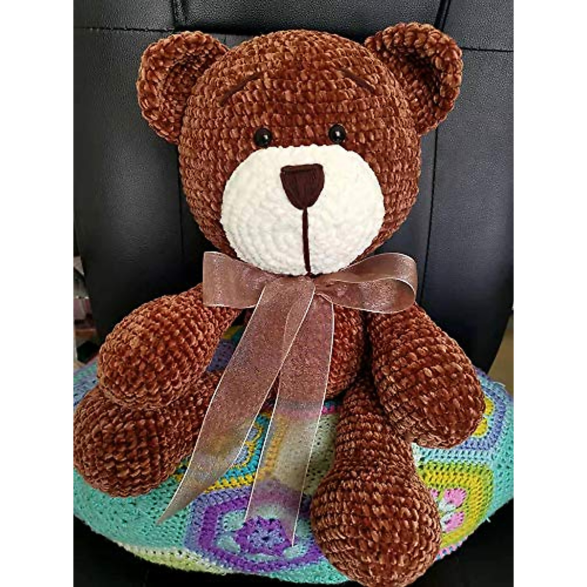 4 Skeins Chenille Yarn, Blanket Yarn for Knitting Chenille Velvet Fancy Yarn for Crochet Weaving DIY Craft Total Length 4×180m (4×190yds, 4×100g) (Brown)