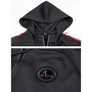 PASOK Men's Casual Tracksuit Set Long Sleeve Full-Zip Running Jogging Athletic Sweat Suits (XL, Style 2 Dark Gray)