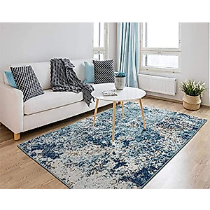 Persian Rugs 6490 Blue 8 x 11 Abstract Modern Area Rug