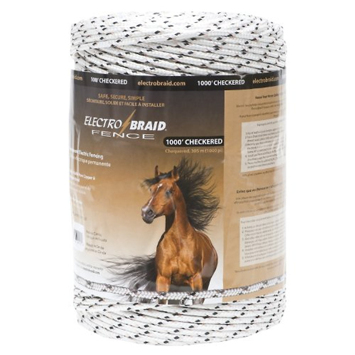 ElectroBraid PBRC1000C2-EB 1000 ft. Reel - Electric Fencing Designed for Horses & ElectroBraid ATENSIONKIT-EB Tension Kit