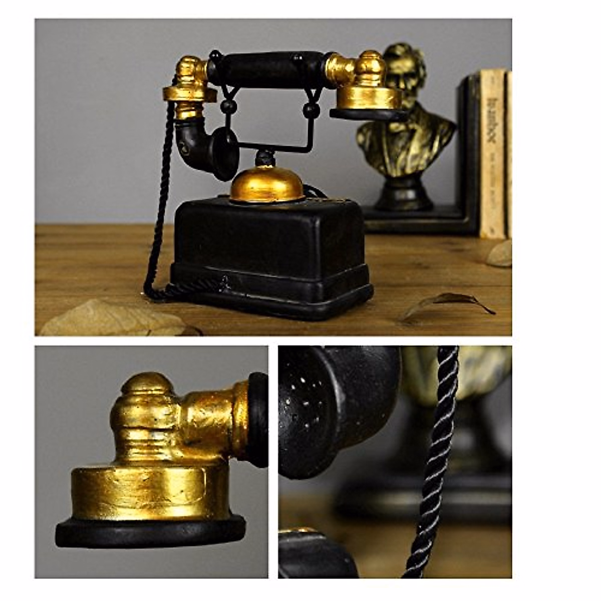 7 inch Creative Retro Telephones European Resin Rotary Dialing Telephone Decoration Cafe Bar Window Decorative Home Decoration Props (L: 7 1/4 inch X W: 3 1/8 inch X H: 6 1/4 inch)