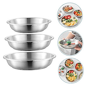 SWOOMEY 3pcs Stainless steel dish dinner plate nonstick nesting plates sizzling platter appetizer plates metal plate bowl gold charger plates bbq plate stanly fruits thicken South Korea