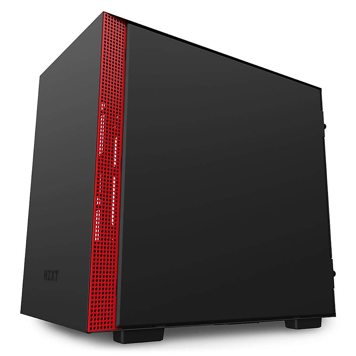 NZXT H210i - CA-H210i-BR - Mini-ITX PC Gaming Case - Front I/O USB Type-C Port - Tempered Glass Side Panel Cable Management - Water-Cooling Ready - Integrated RGB Lighting - Black/Red