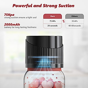 Electric Mason Jar Vacuum Sealer Kit, CooAoo 4 in 1 Jar Vacuum Sealer for Wide and Regular Mouth Mason Jars, Automatic Stop Vacuum Sealer for Jars Wine Bottle,Vacuum Bags Containers, Black