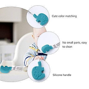 Kisangel 1 Set Training Fork and Spoon Silicone Utensil Rest Silicone Spoon and Fork Tableware for Kid Silicone Spoons and Forks Kids' Cutlery Stainless Steel Children's Fork Toddler Baby