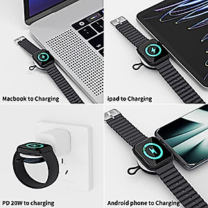 USB-C Charger for Apple Watch,Portable Wireless Magnetic Fast Charging Compatible with Apple iWatch Ultra 2/Series 9/8/7/6/5/4/3/SE Travel Pod Charger (Grey)