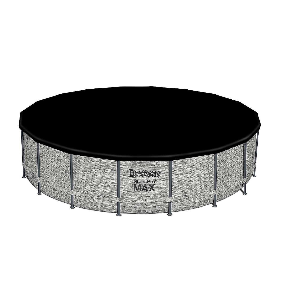 Bestway Steel Pro MAX 18’ x 48” Round Above Ground Pool Set | Frame Swmiming Pool Features Realistic Stone Print Liner | Includes 1500gal Filter Pump, 48" Ladder and 18' Pool Cover
